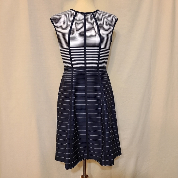Sandra Darren | Dresses | Sandra Darren Elegant Black White Stripe Fit ...